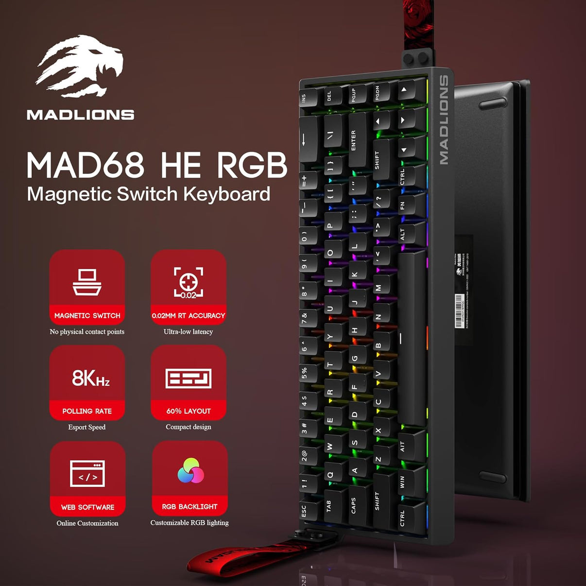 MADLIONS MAD68 HE – Magnetic Hall Effect RGB Magnetic Gaming Keyboard ...